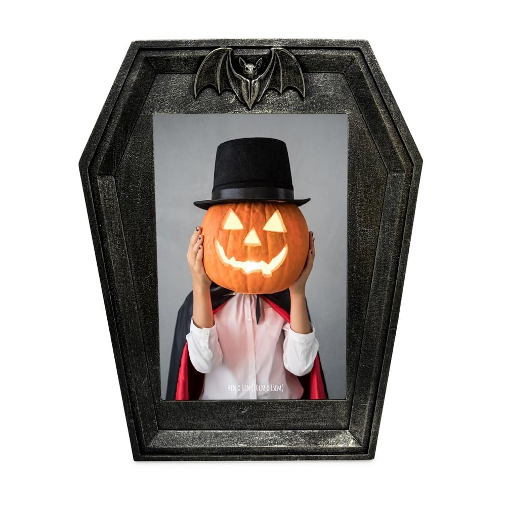 Isaac Jacobs 4x6 Vampire Coffin-Shaped Picture Frame For Photo Tableto ...