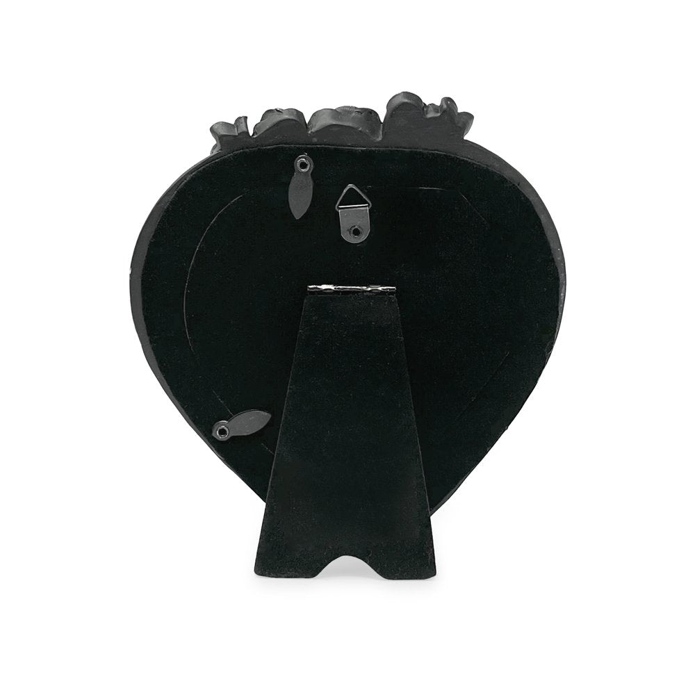 Isaac Jacobs 4x4 Heart-Shaped Resin Picture Frame with Rose Design, De ...