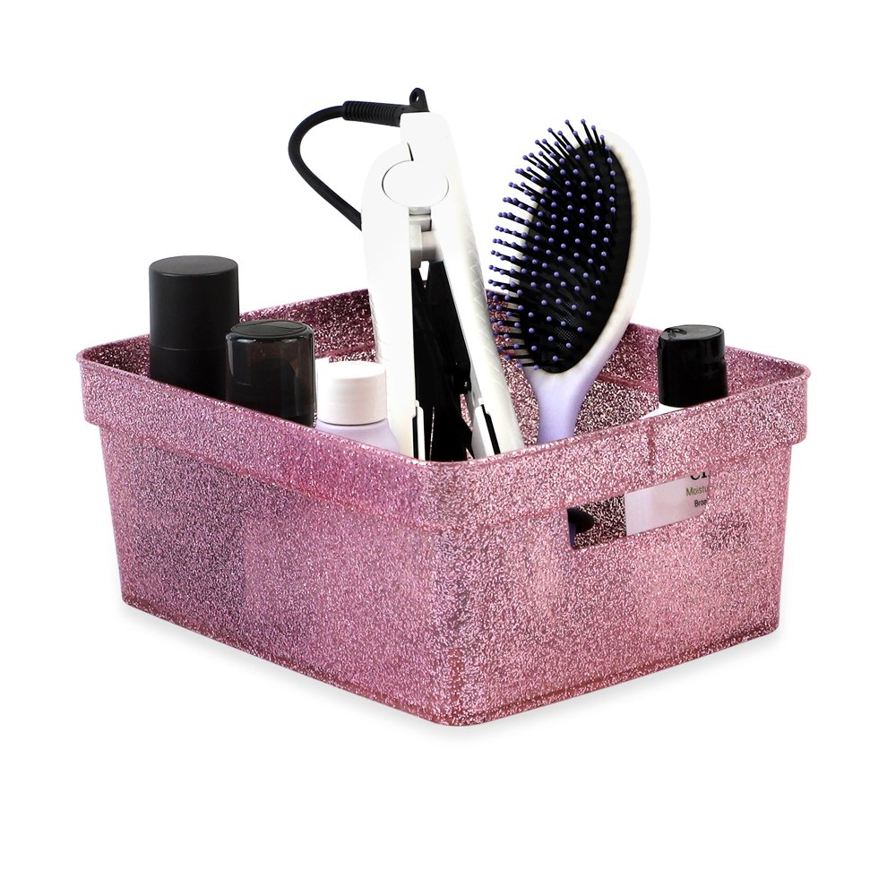 Isaac Jacobs Small Glitter Storage Bin (10” x 7.5” x 4.25”) Set w/Cut ...