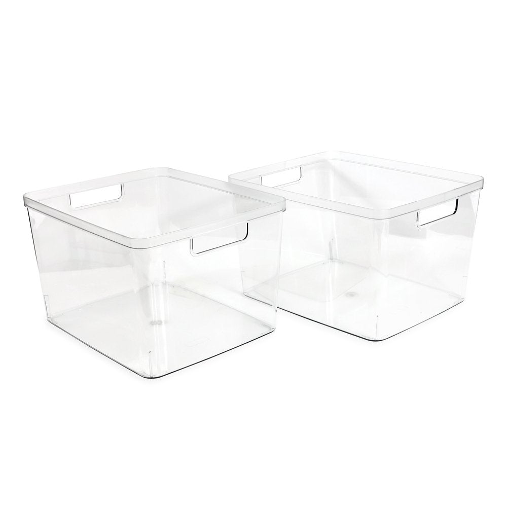 Isaac Jacobs Clear Storage Bins w/Cutout Handles, Plastic Organizer fo ...
