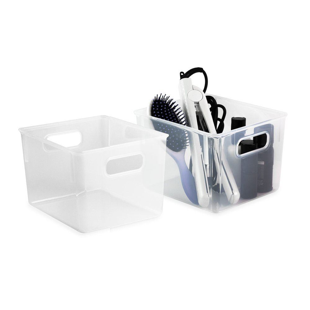Isaac Jacobs 3-Pack Clear Storage Bins with Cutout Handles, Plastic Or ...
